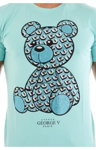 Avenue George V Paris T-Shirt Teddy Bear Men's Blue Fitted Tee ...