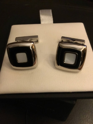 Kenneth Cole Squared Black and White Cufflinks | eBay