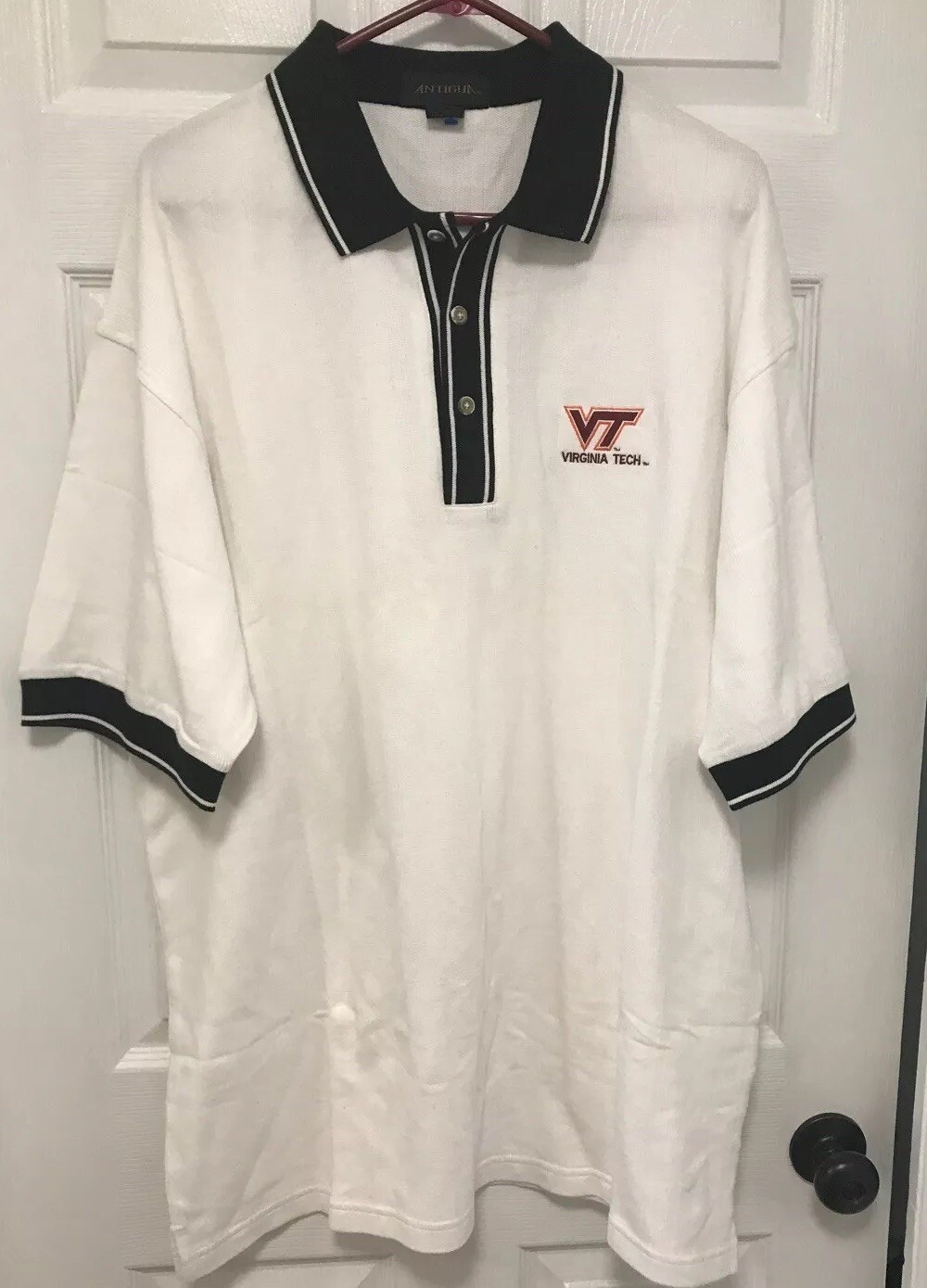 NEW Antigua Sz XL 100% Cotton White Virginia Tech VT Polo/Golf Shirt ...