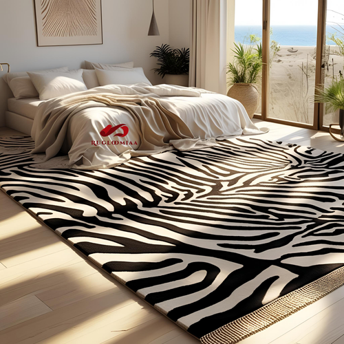 Modern Zebra Print Tufted Wool Rug in Black and White | eBay