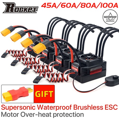 Rocket V2 45A 60A 80A 100A ESC Waterproof Brushless for 3650 Motor 1:10 ...