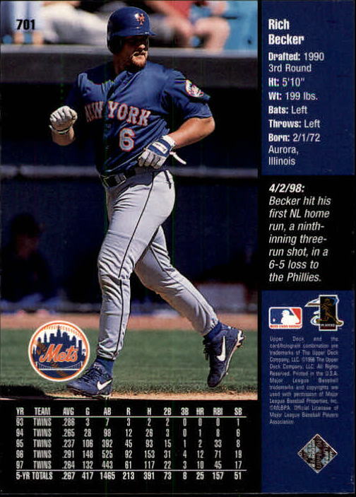 1998 Upper Deck #701 Rich Becker | eBay