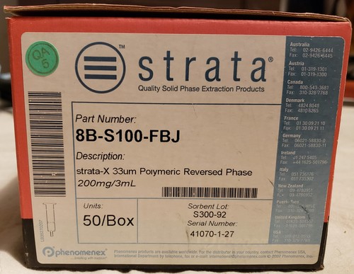 (48) Strata 8B-S100-FBJ Strata-X Polymeric Reversed Phase 200mg/3ml SPE ...