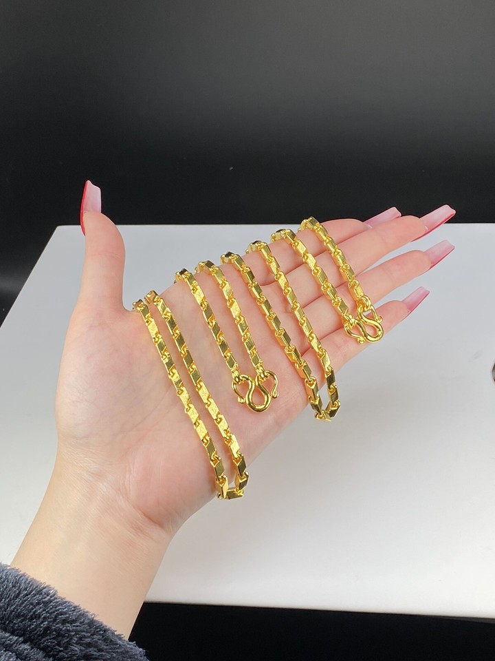 9999 24k Solid Gold Slanted Box Chain Slightly Hollow 75 Gram 22” 3.9mm ...