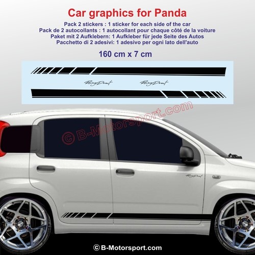 Autocollant RACING compatible FIAT PANDA kit sticker bande latérale ...
