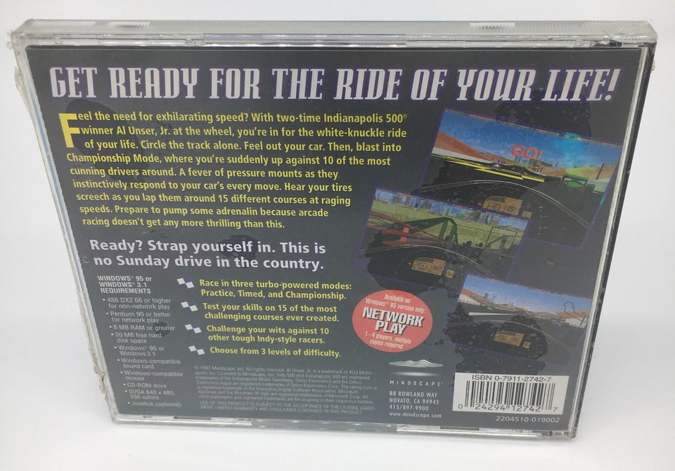 Al Unser Jr. Arcade Formula One Racing PC CD-ROM 1997 game Windows 95 ...
