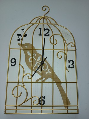 Musical Songbird Bird Cage Wood Metal Hanging Wall Clock Parrot ...