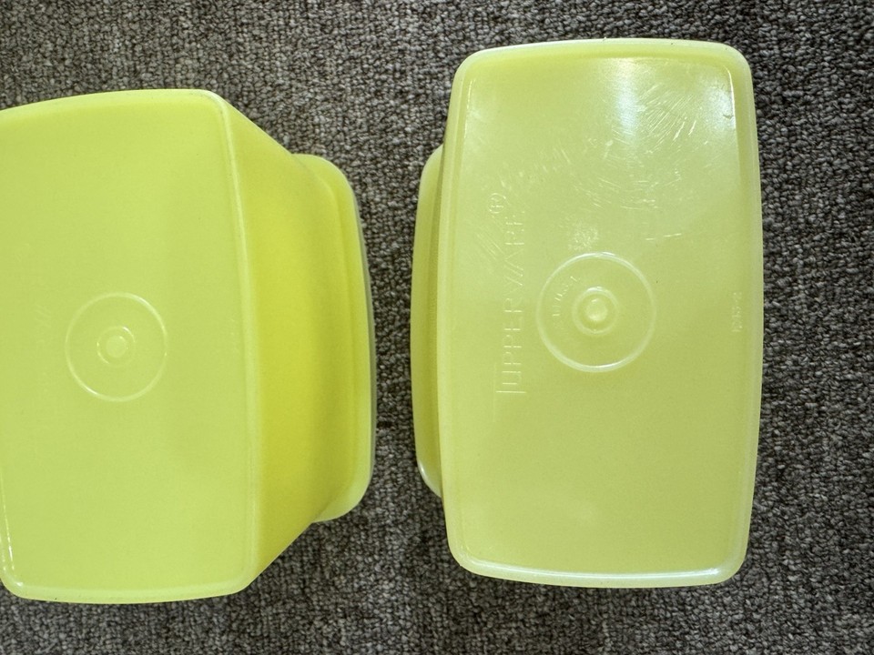 Two Tupperware Yellow storage Containers Set of 2 1243 w/ Lids 1244 | eBay