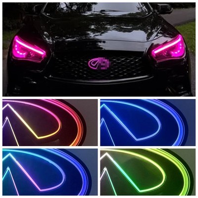 FOR INFINITI 2018-2024 Q50 RGB LED Front Grill Emblem Chrome Multicolor ...