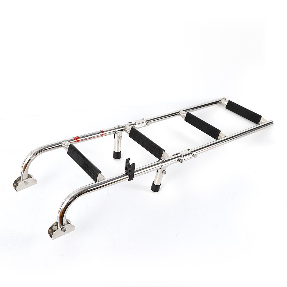 Boat Ladder 4 Steps Extension Folding Pontoon Ladder Stainless Steel | eBay