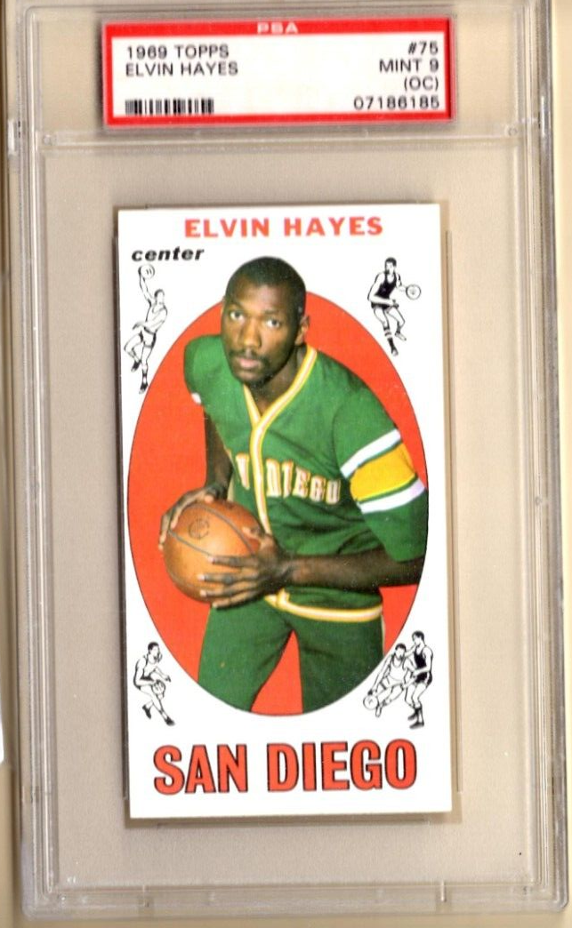 1969 Topps #75 Elvin Hayes HOF ROOKIE RC PSA 9 (oc) Mint Houston ...