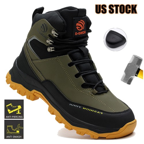 Mens Safety Shoes Waterproof Work Boots Steel Toe Sneakers ...