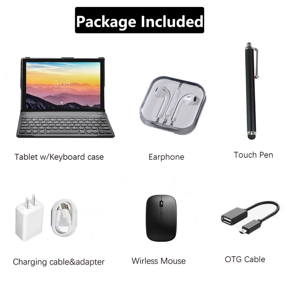 10 In Android 11 Deca core 4G Tablet Computer PC Wifi Bundle Keyboard ...