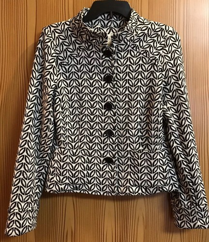 ECI New York, White/Black Jacket, Leaf Print, Size 8 | eBay