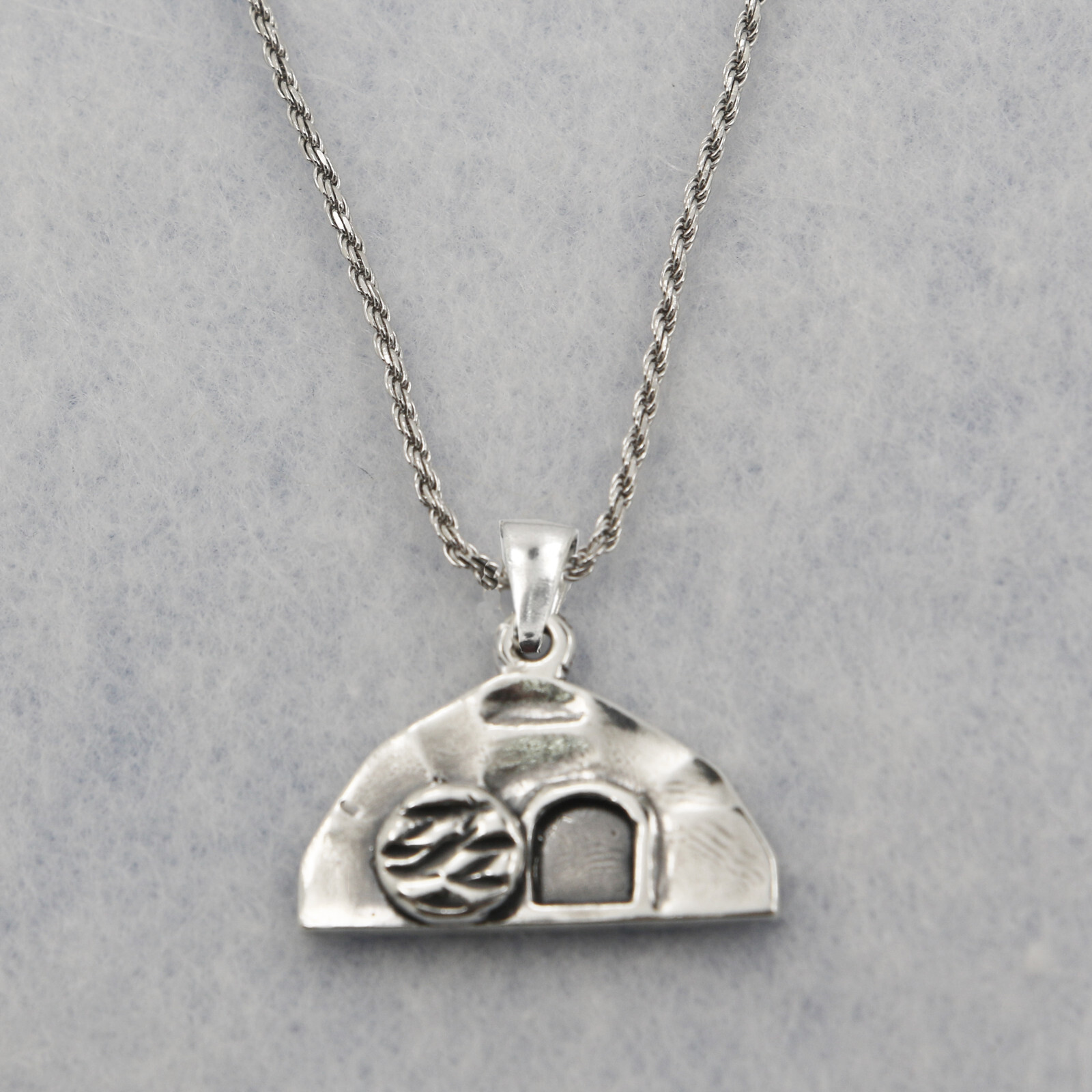 Sterling Silver Large Textured Empty Tomb Pendant Necklace (with ...