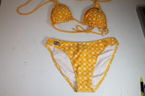 Corona Bikini Womens Yellow 2 Pc Swimsuit Checkers Checkered Pattern Size L | eBay