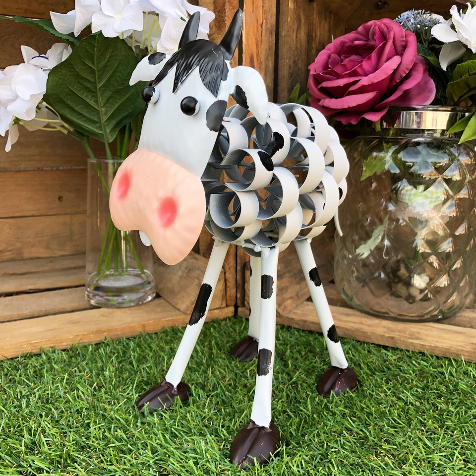Vintage Metal Garden Cow Farm Animal Lawn Patio Sculpture Figure Statue ...