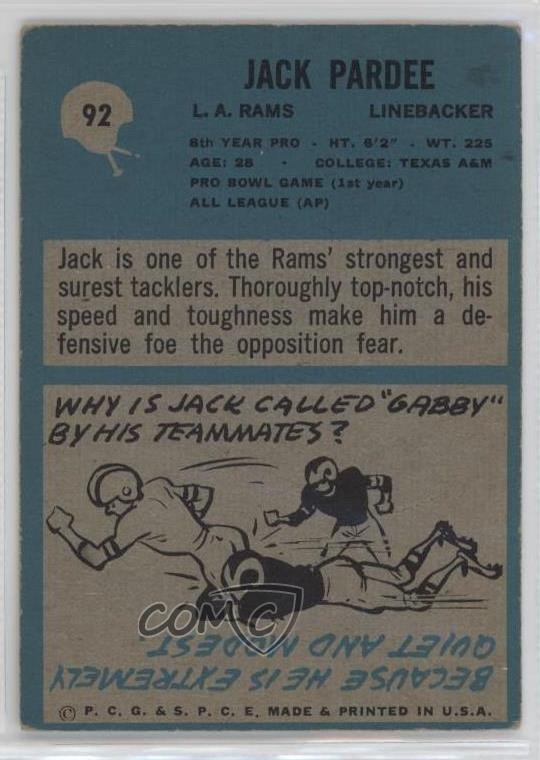 1964 Philadelphia Jack Pardee #92 Rookie RC | eBay