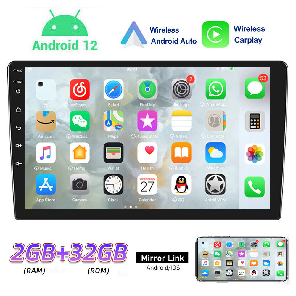 10" Android 12 Double 2 Din Car Radio Apple/Andriod Carplay Car Stereo ...