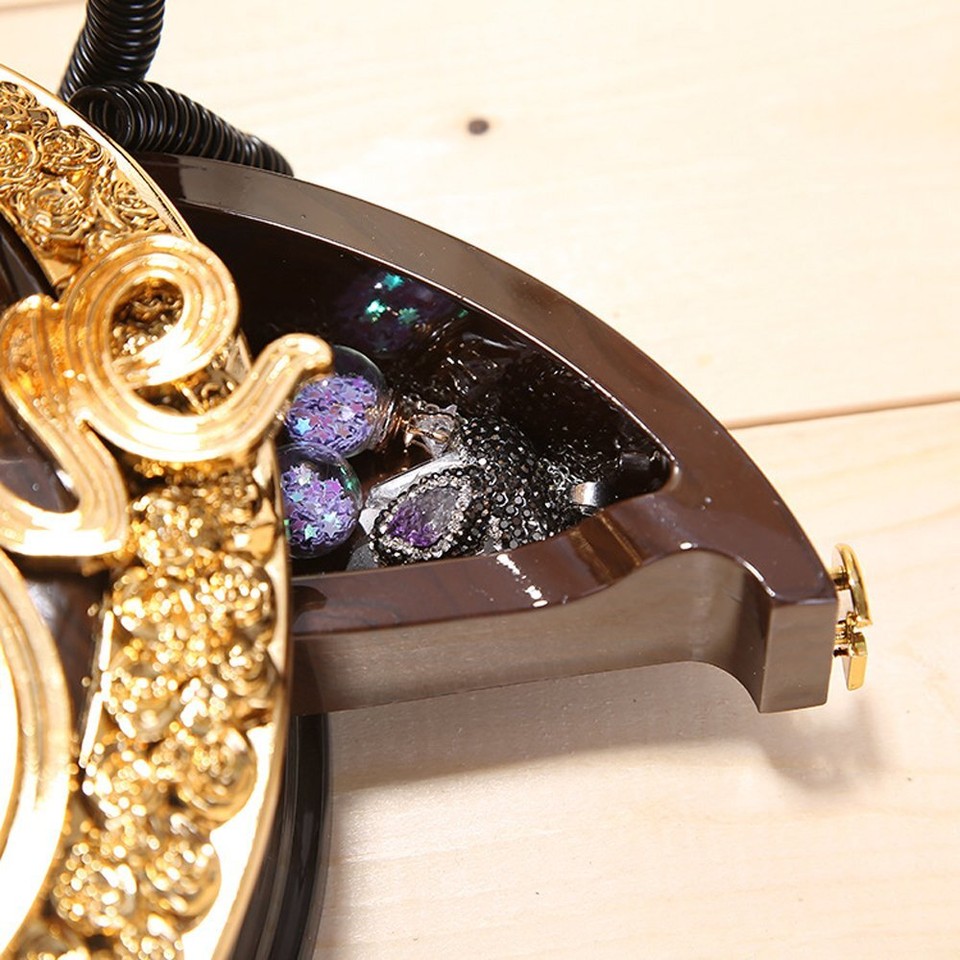 Heart Shaped Retro Dial Telephone Music Box with Drawer 7.5" x 7" x 6.7 ...