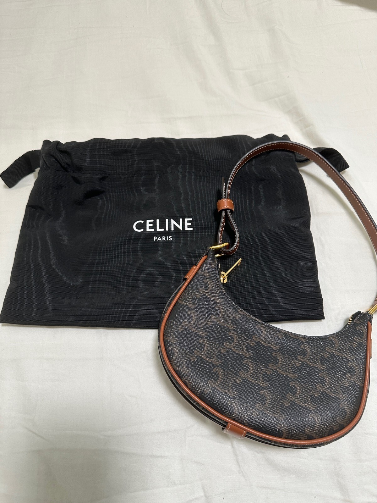 Celine MINI Ava in Triomphe Canvas and Calfskin Tan -… - Gem