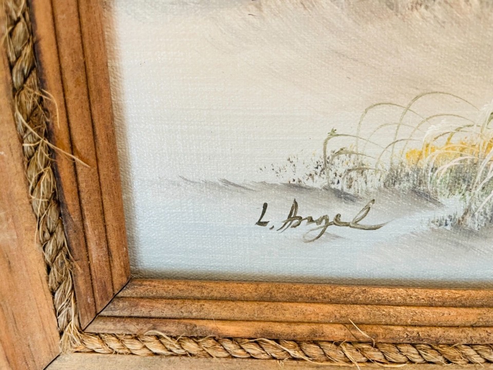 Vintage Original Oil Painting Seascape Framed Signed L. Angel 16” by 20 ...