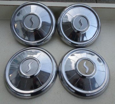 1961-1963 STUDEBAKER 10" HUBCAP HUB CAP SET OF 4 EARLY 63 SILVER CENTER ...