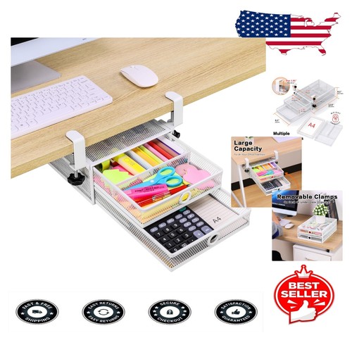 Compact Under Desk Drawer Organizer with Easy Access - Ideal for Home ...