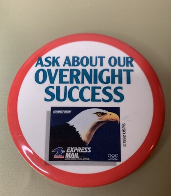 Vintage USPS Express Mail Overnight Success Employee Badge Button | eBay