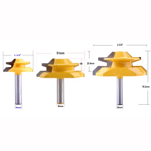 8mm Shank 45 Degree 3 Bit Lock Miter Router Bit Set | eBay