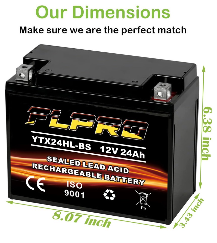 YTX24HL-BS 12V 24 Ah Battery for Can-Am Spyder RS RT F3 998 1330 2008 ...