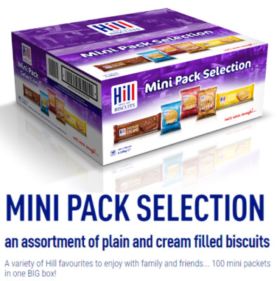 Hill 100 x 3pk MINI PACK SELECTION assortment of plain & cream filled ...