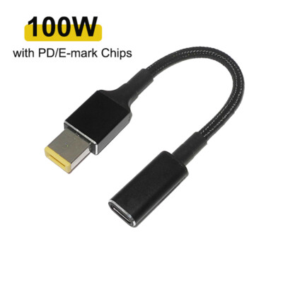 100W USB-C Type-C Female to Slim Square Tip PD Charger Power Cable for ...