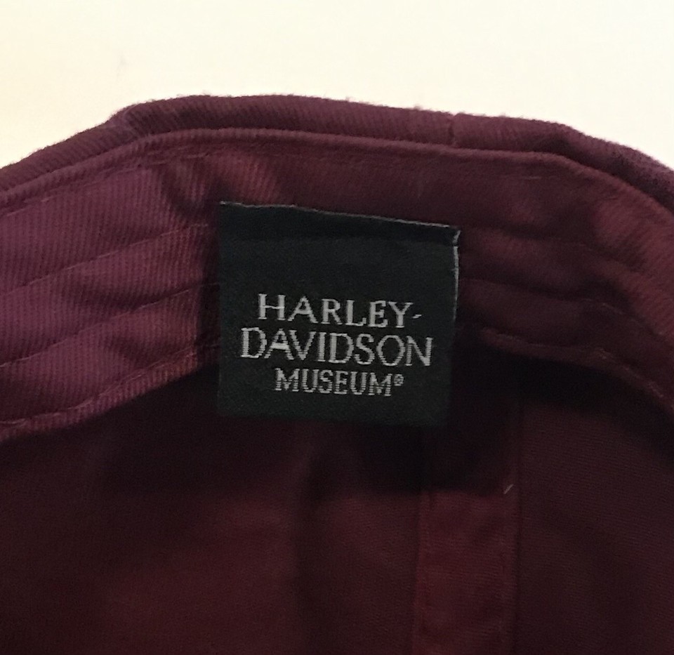 Harley Davidson Museum Hat Adult OSFM Maroon Red Cap Adjustable | eBay