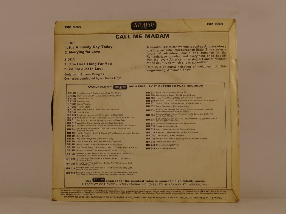 NICHOLAS GOYA CALL ME MADAME EXCERPTS FROM BROADWAY SHOW (130) 4 Track ...