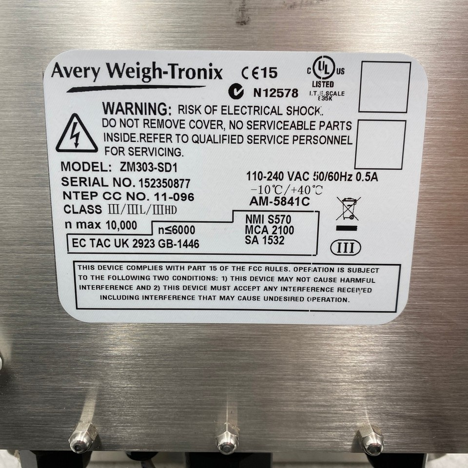Avery Weigh Tronix ZM303-SD1 Digital Weight Indicator Ethernet USB COM ...