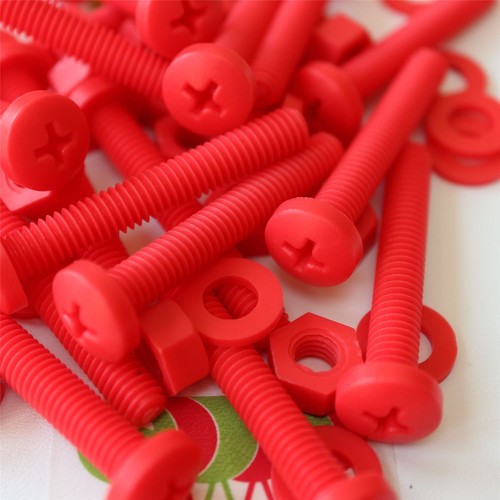 20x Red Screws Plastic Nuts & Bolts, Washers, M6x 40mm, Anti-Corrosion ...
