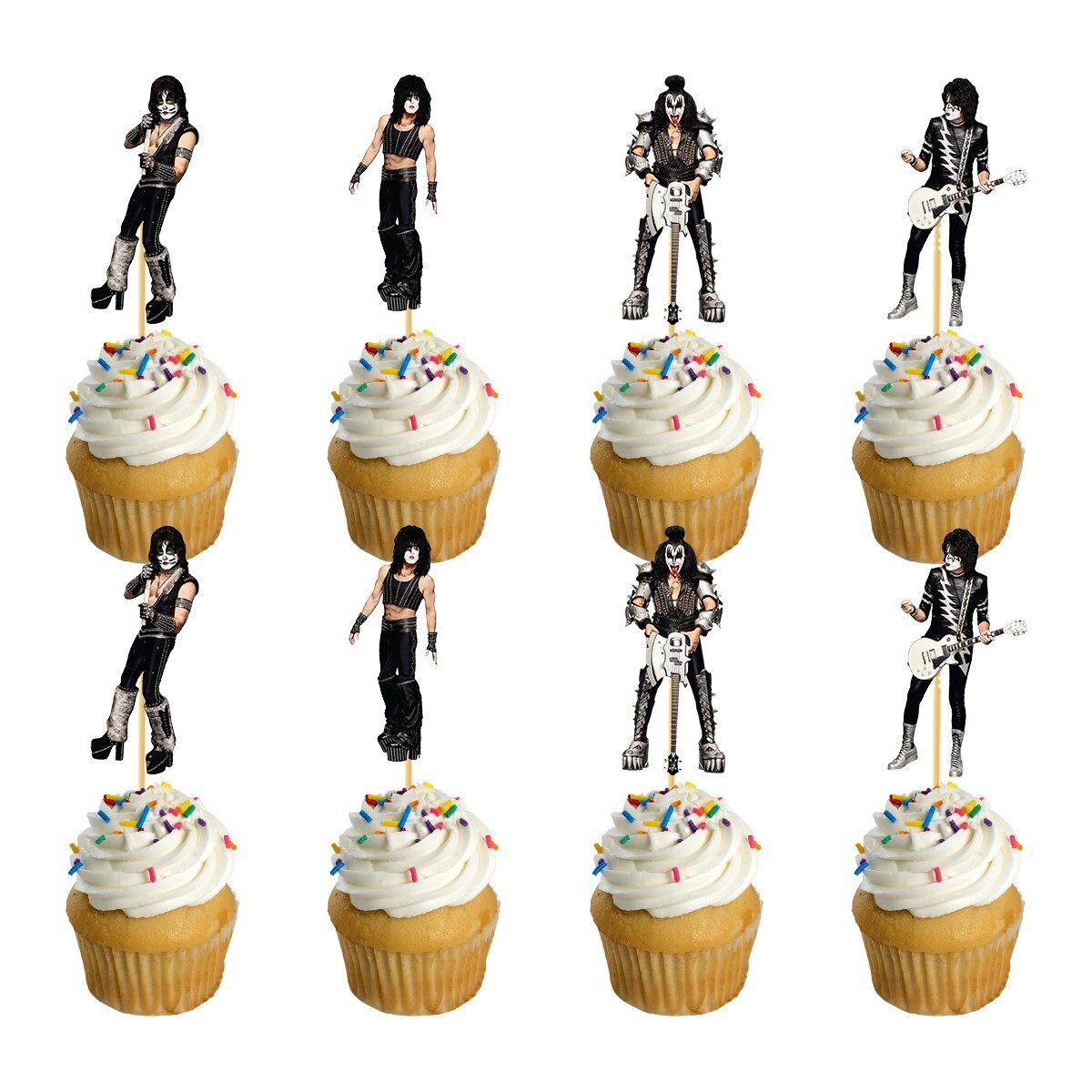 12x The KISS Band Cupcake Topper. Party Lolly Loot Bag Cake Banner ...