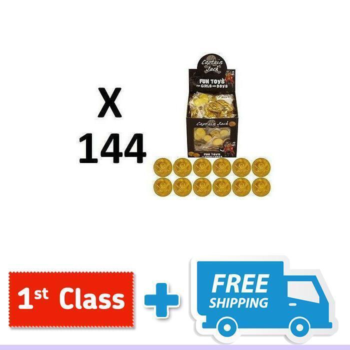 144 PLASTIC GOLD PIRATE TREASURE COINS LOOT GOODY PARTY BAG PINNATA ...