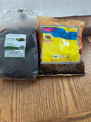 1ea TEA ZONE BLACK TEA LOOSE LEAF 8.4oz & 1ea THI TEA MIX BOT TRA THAI ...
