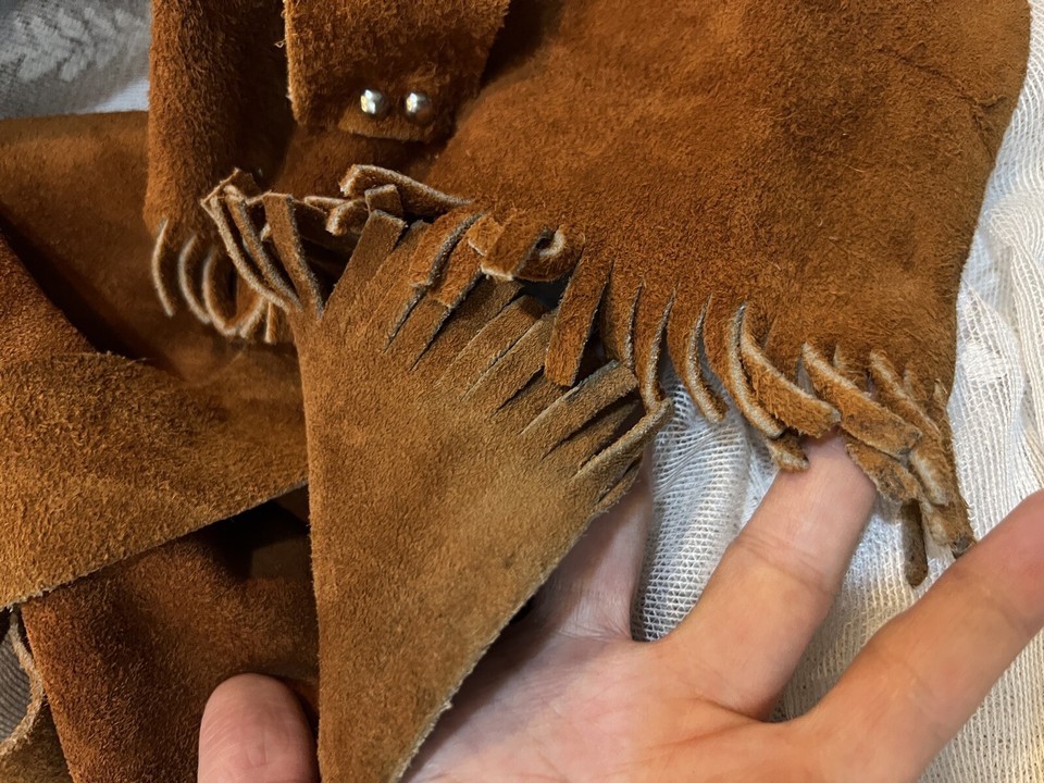 Vtg Authentic Western Outfits For JR. Cowboys Cowhide Chap Vest Fringed ...