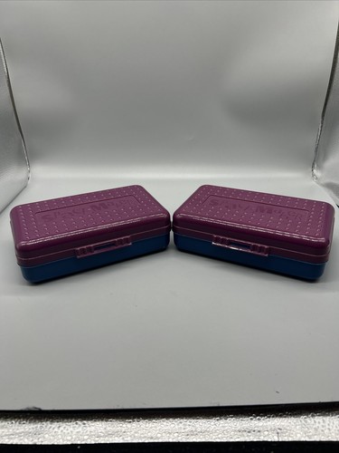 2 Spacemaker Pencil Box Purple & Blue Vintage 90's Plastic Storage Case ...