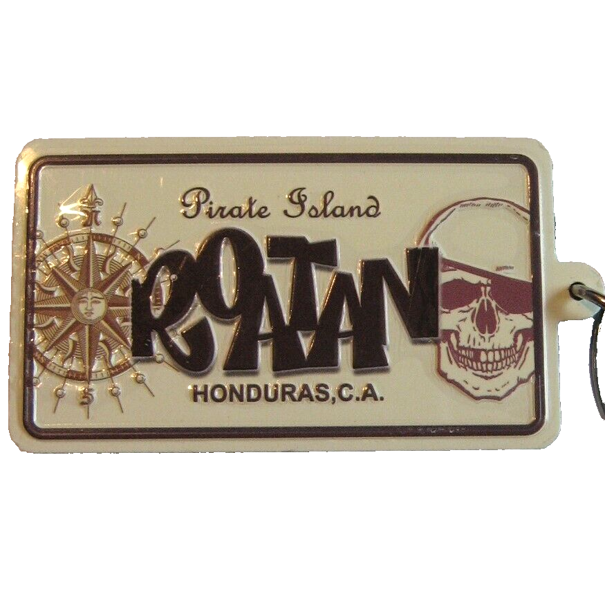 Roatan Honduras Souvenir Keychain License Plate Pirate Island Compass ...