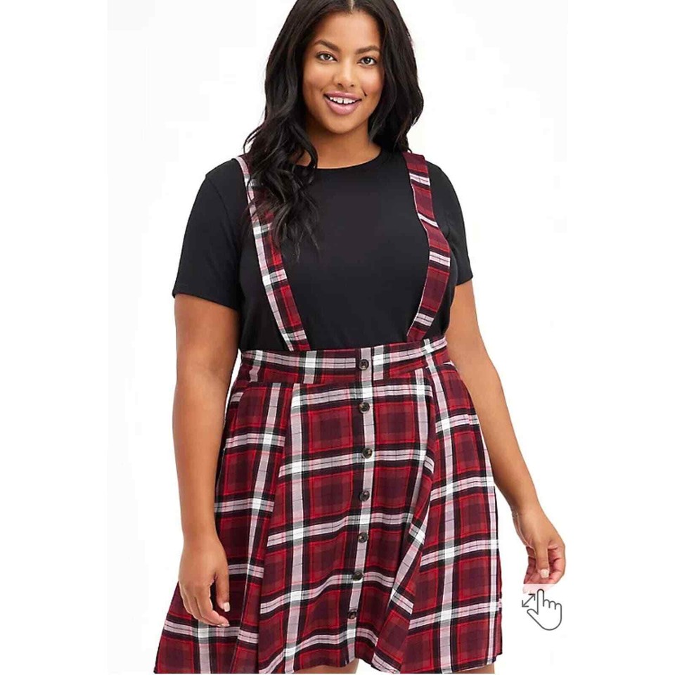 Torrid 1 (1X) Red Plaid Mini Challis Punk Gothic Schoolgirl Sexy ...