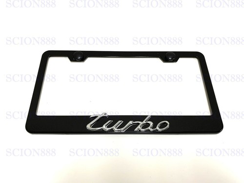 1pc 3D TURBO Emblem Badge BLACK Stainless Metal License Plate Frame ...