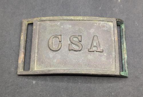 Civil War Confederate CSA square belt plate with other side of belt ...