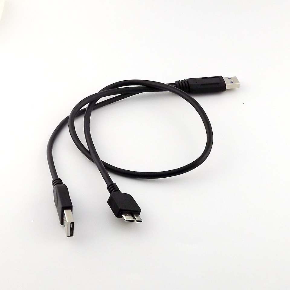 50cm USB 3.0 A Male to Micro B + Power Cable Y Cable for Mobile Hard ...