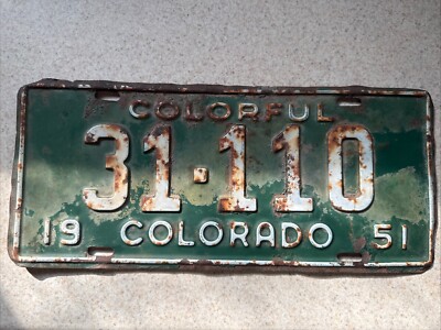 1951 Colorful Colorado License Plate 311 31110 | eBay