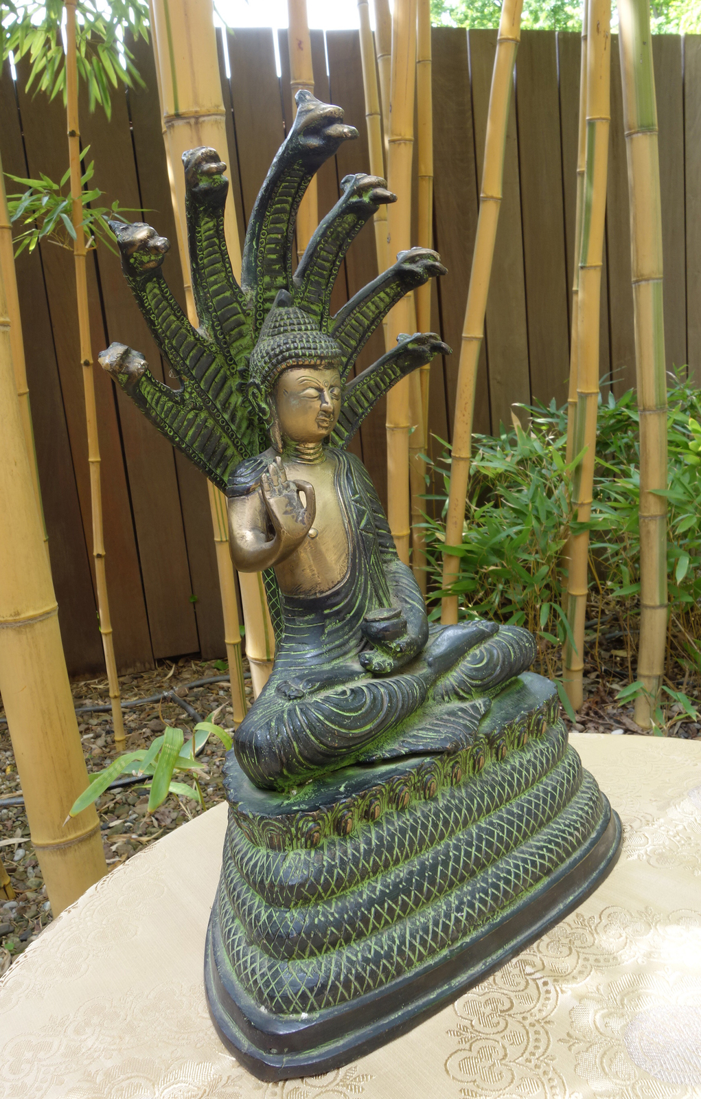 Große Schlangen Buddha, Naga-Buddha Statue, Bronze Nepal Tibet 6,3Kg ...