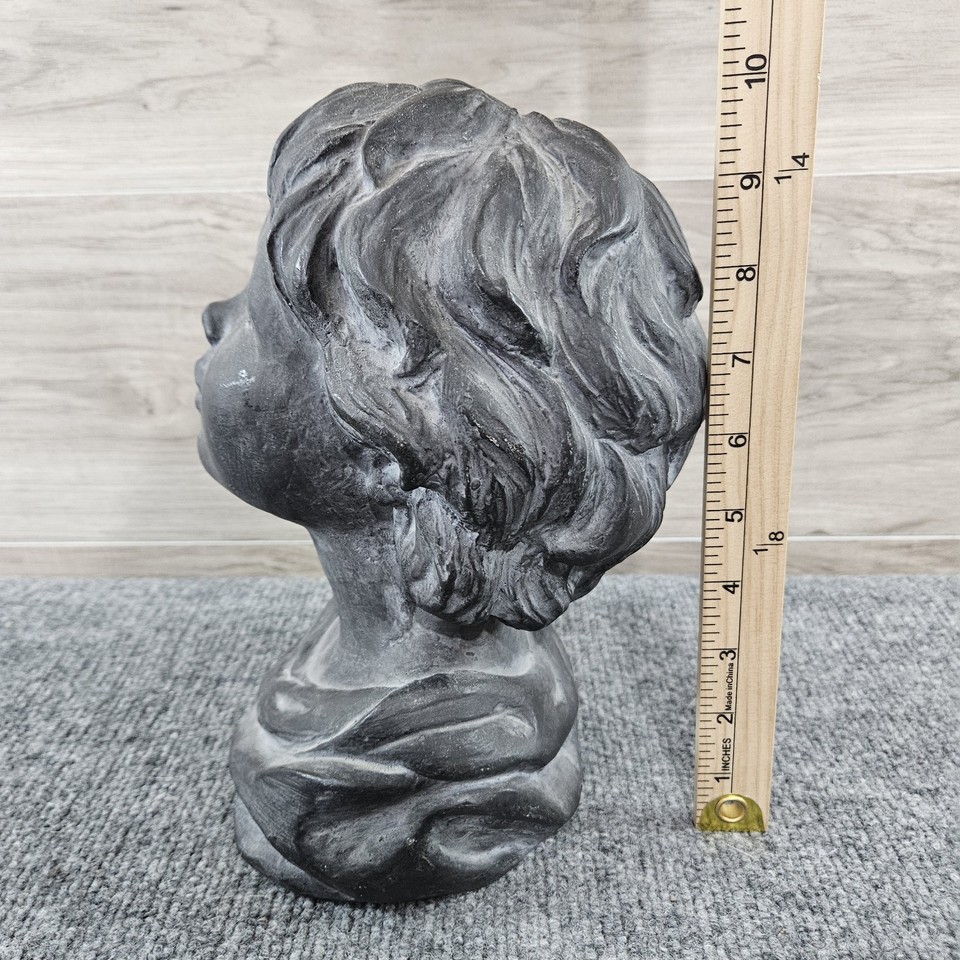 Vintage Hickory Feathers Bust Statue Young Child Head Cast Stone ...